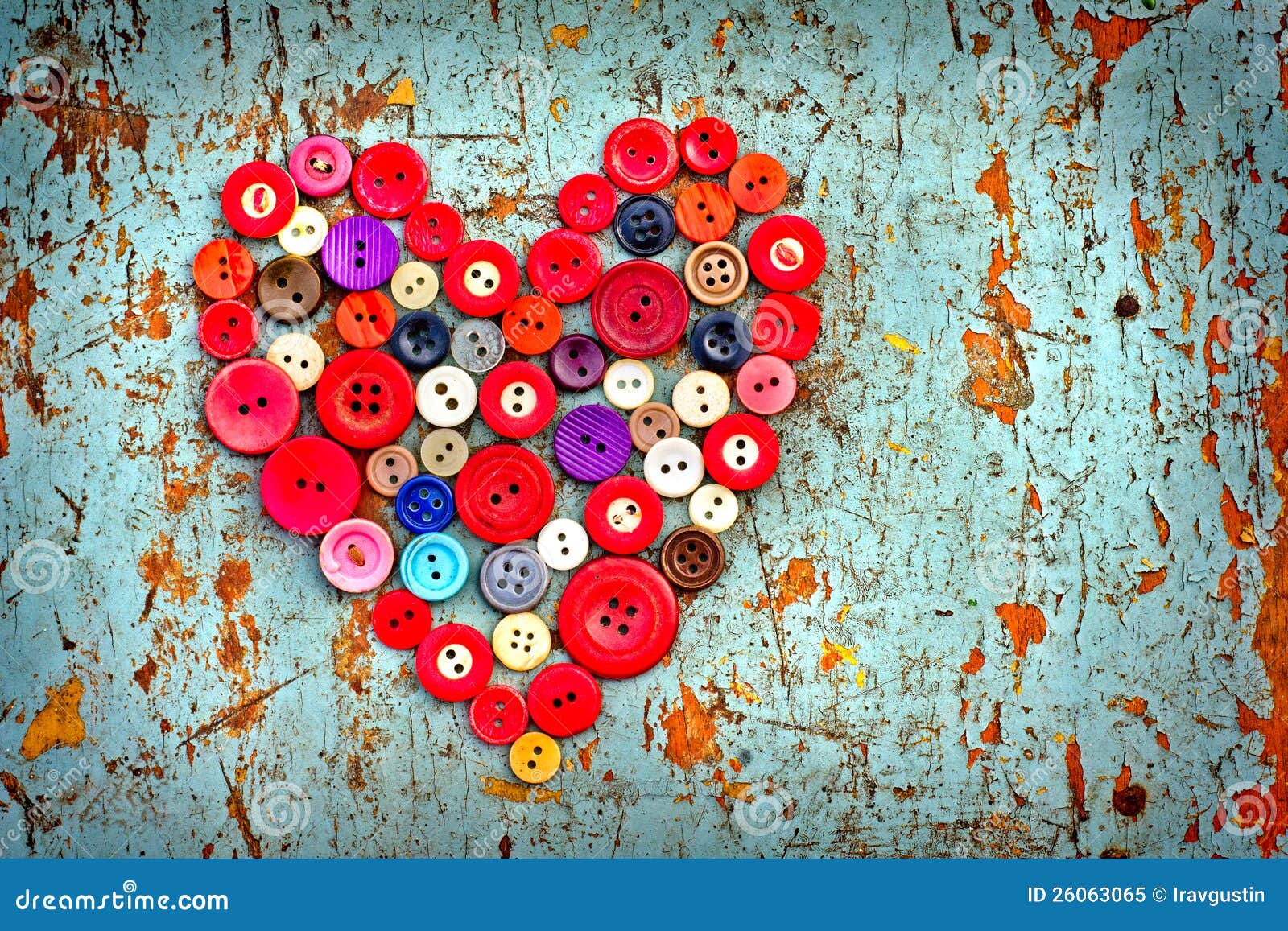 Red Heart from Vintage Buttons Stock Image - Image of colorful ...