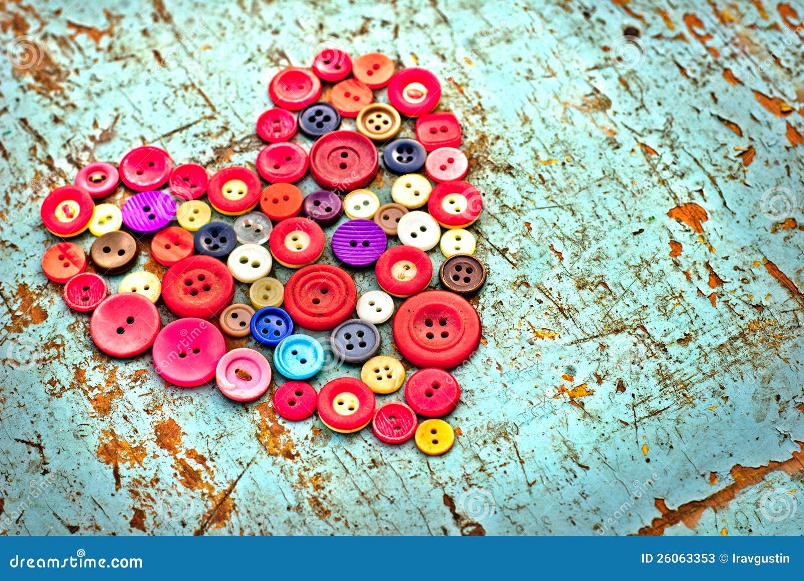 Red Heart from Vintage Buttons Stock Image - Image of needlework ...