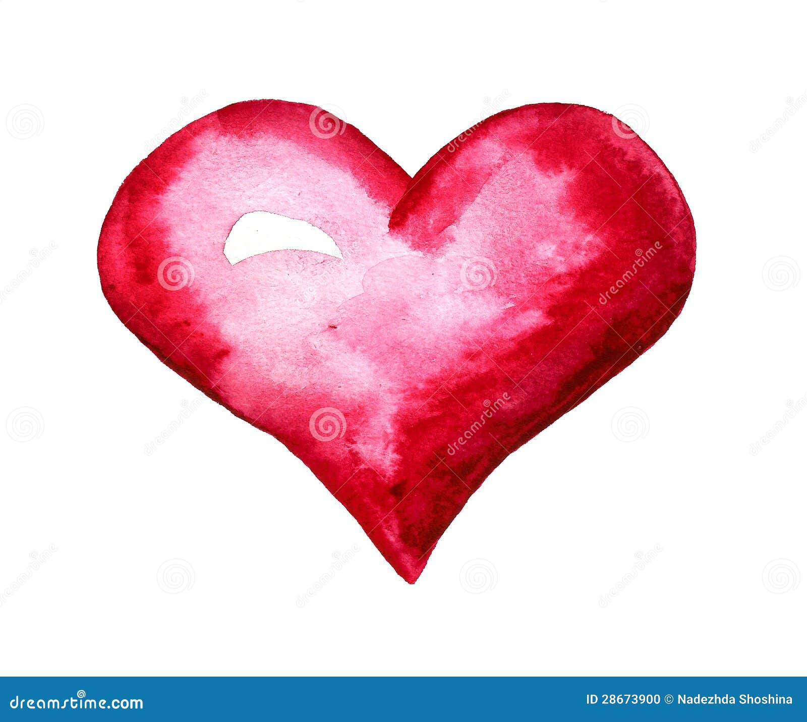 Red heart watercolor stock illustration. Illustration of romantic ...
