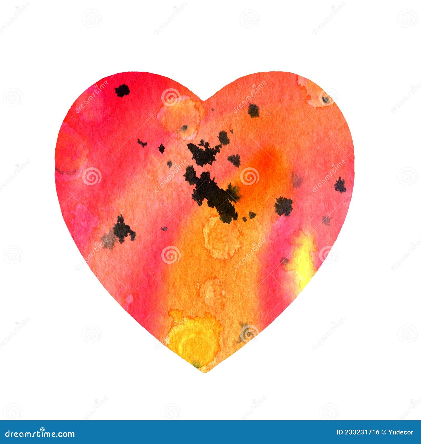 Red Heart. Watercolor Backgraund, Hand Painted Illustrations Stock ...