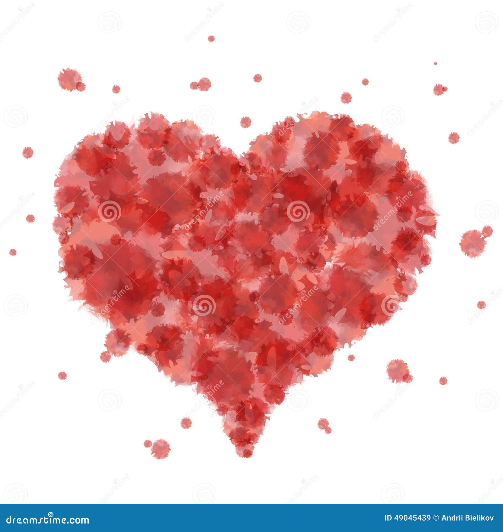 Red Heart Watercolor Splashes Stock Vector - Illustration of drawing ...