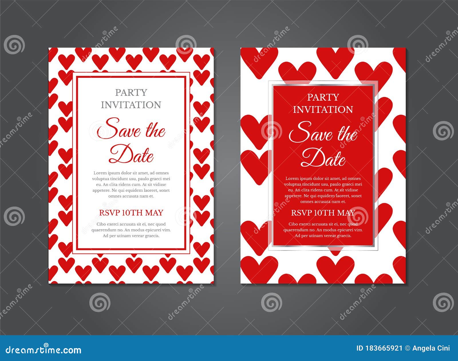 Red Heart Wedding Invitation Design Stock Vector - Illustration of ...