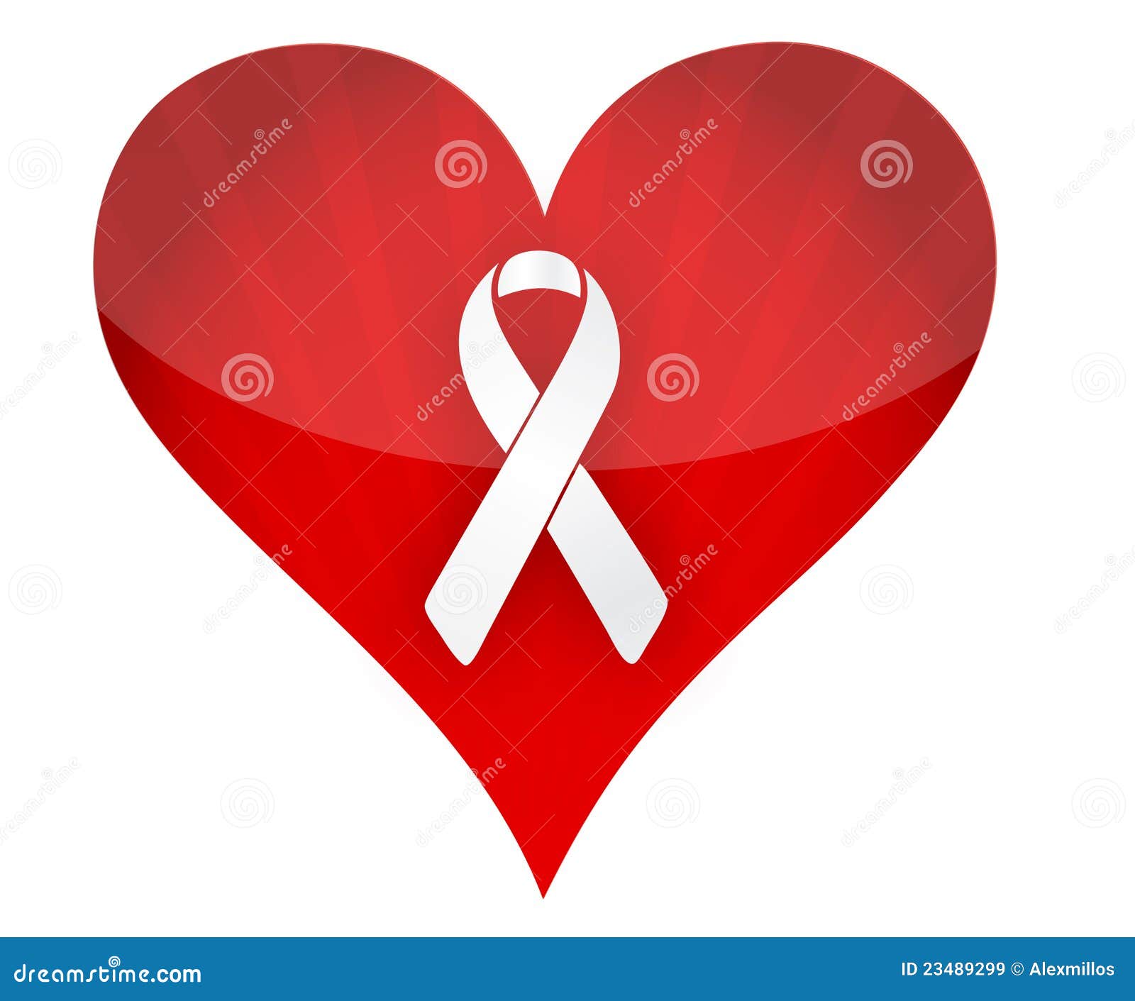 Red Heart with White Ribbon Illustration Design Stock Vector ...