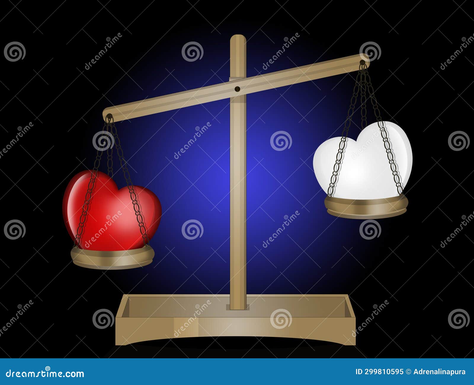 Red Heart and White Heart on the Scales Stock Illustration ...
