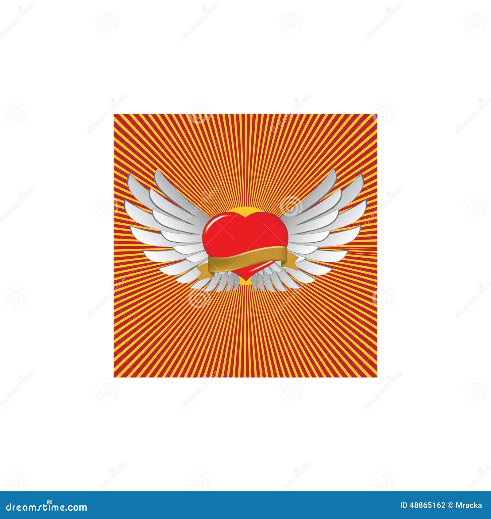 Red heart with wings stock illustration. Illustration of golden - 48865162