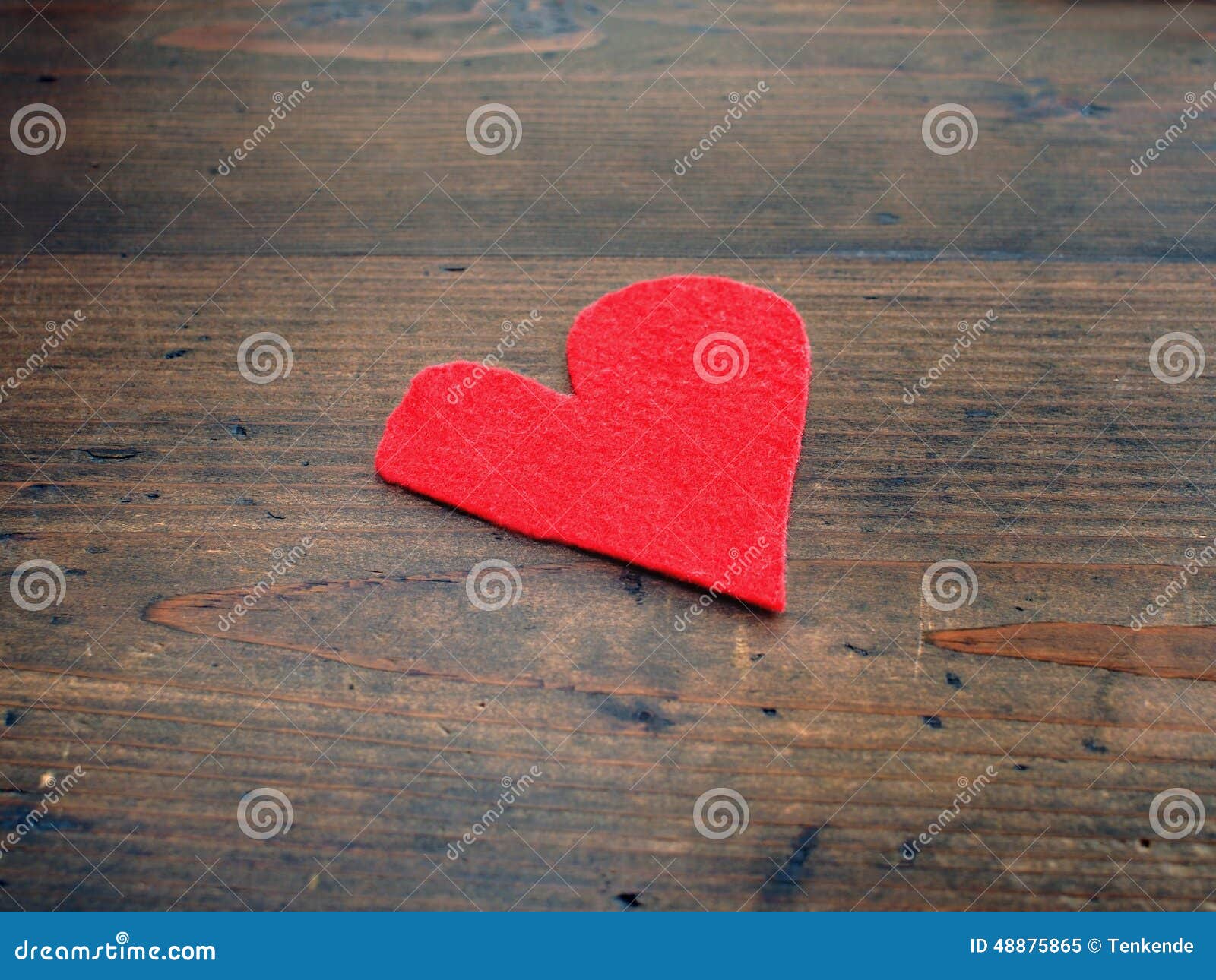 Red heart on wooden table stock image. Image of felt - 48875865