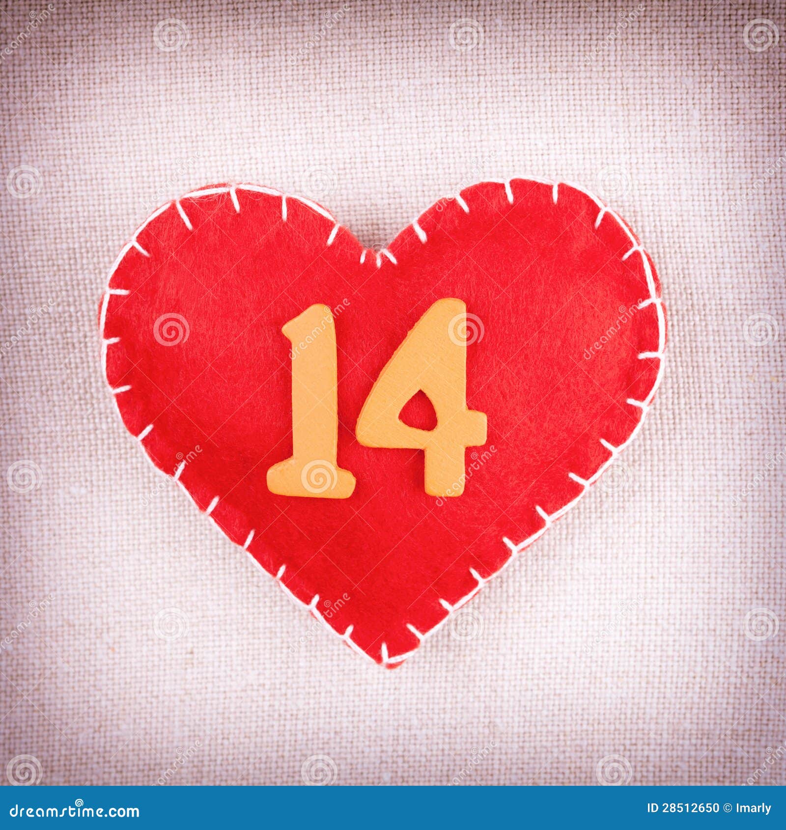 Red Heart with Wooden Numbers 14 Stock Photo - Image of textile ...