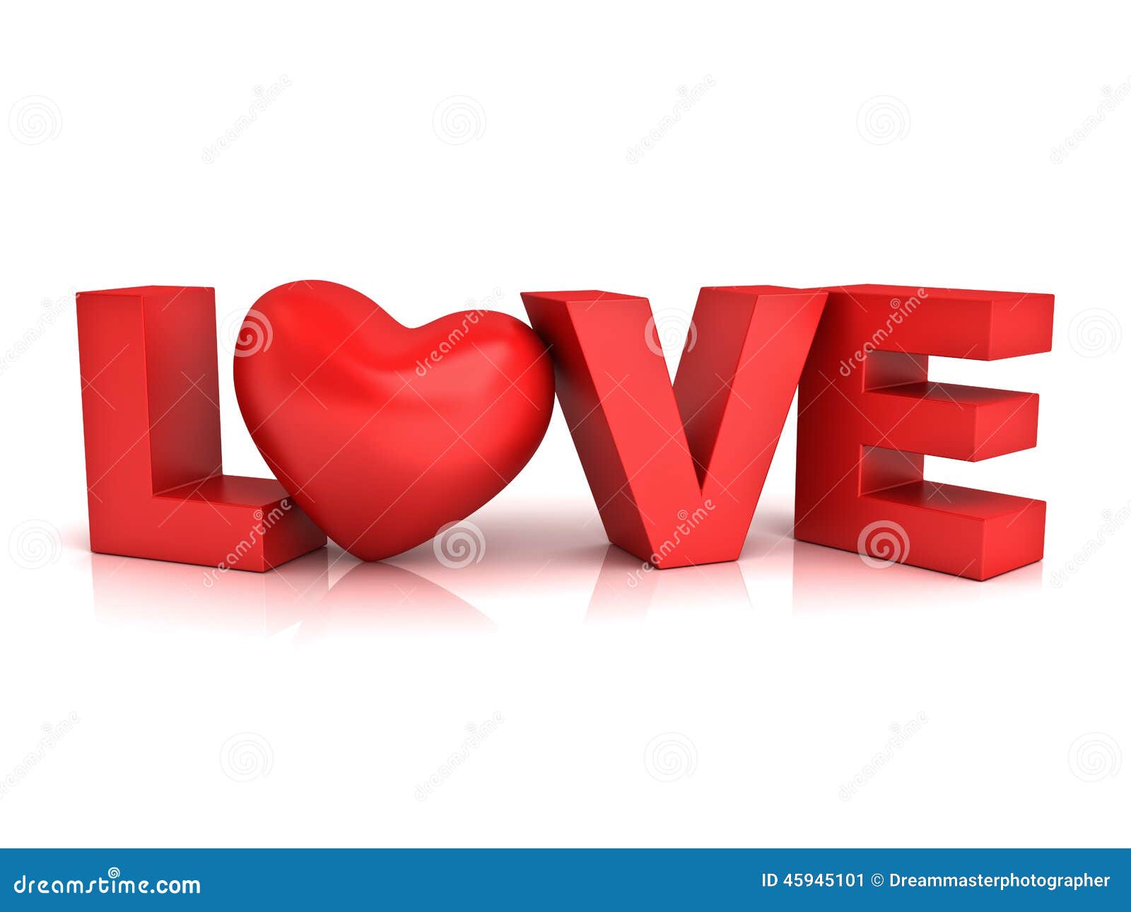 Red heart in word love stock illustration. Illustration of font - 45945101