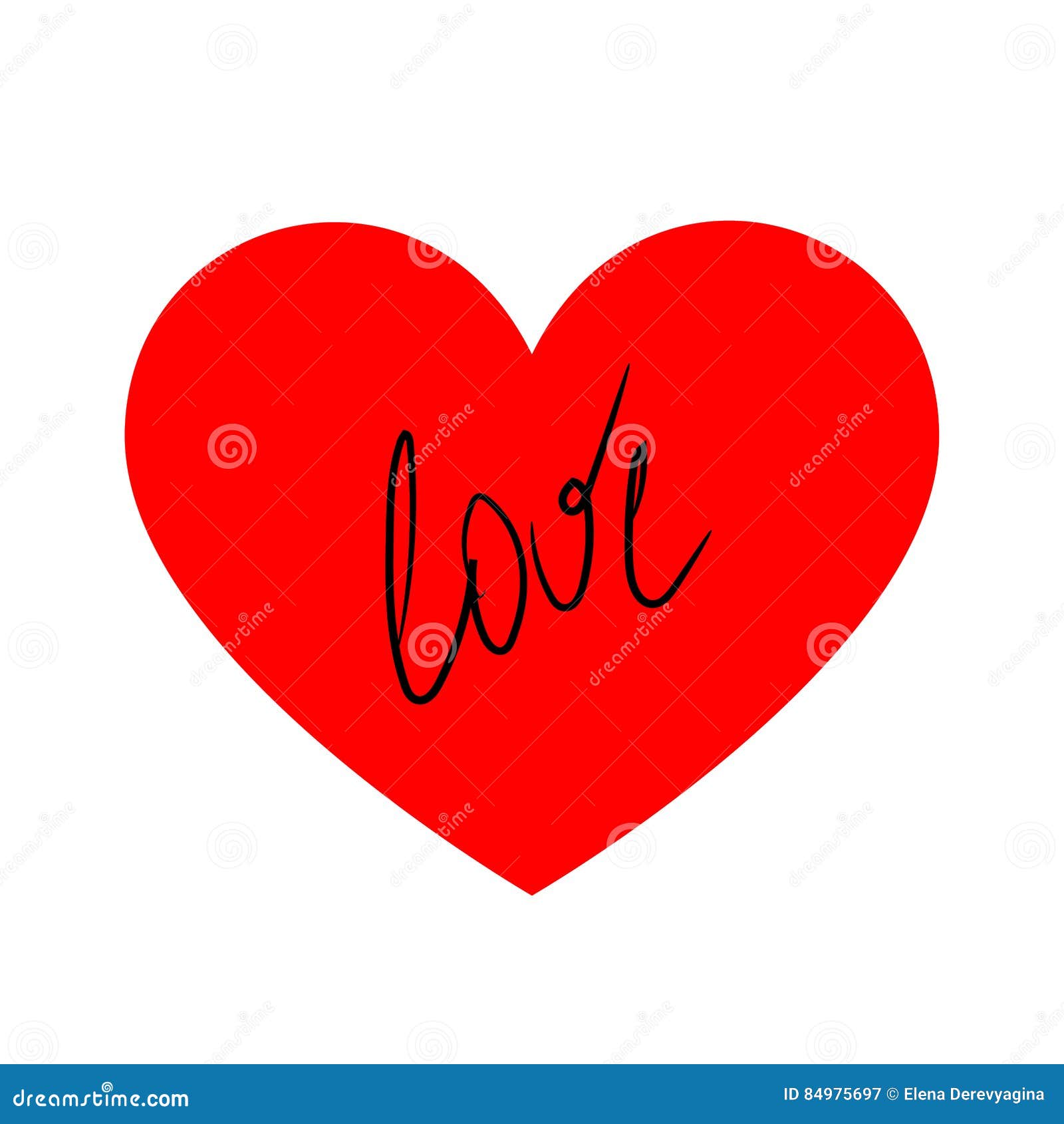 Red Heart with the Word Love on White of Vector Illu Stock Vector ...