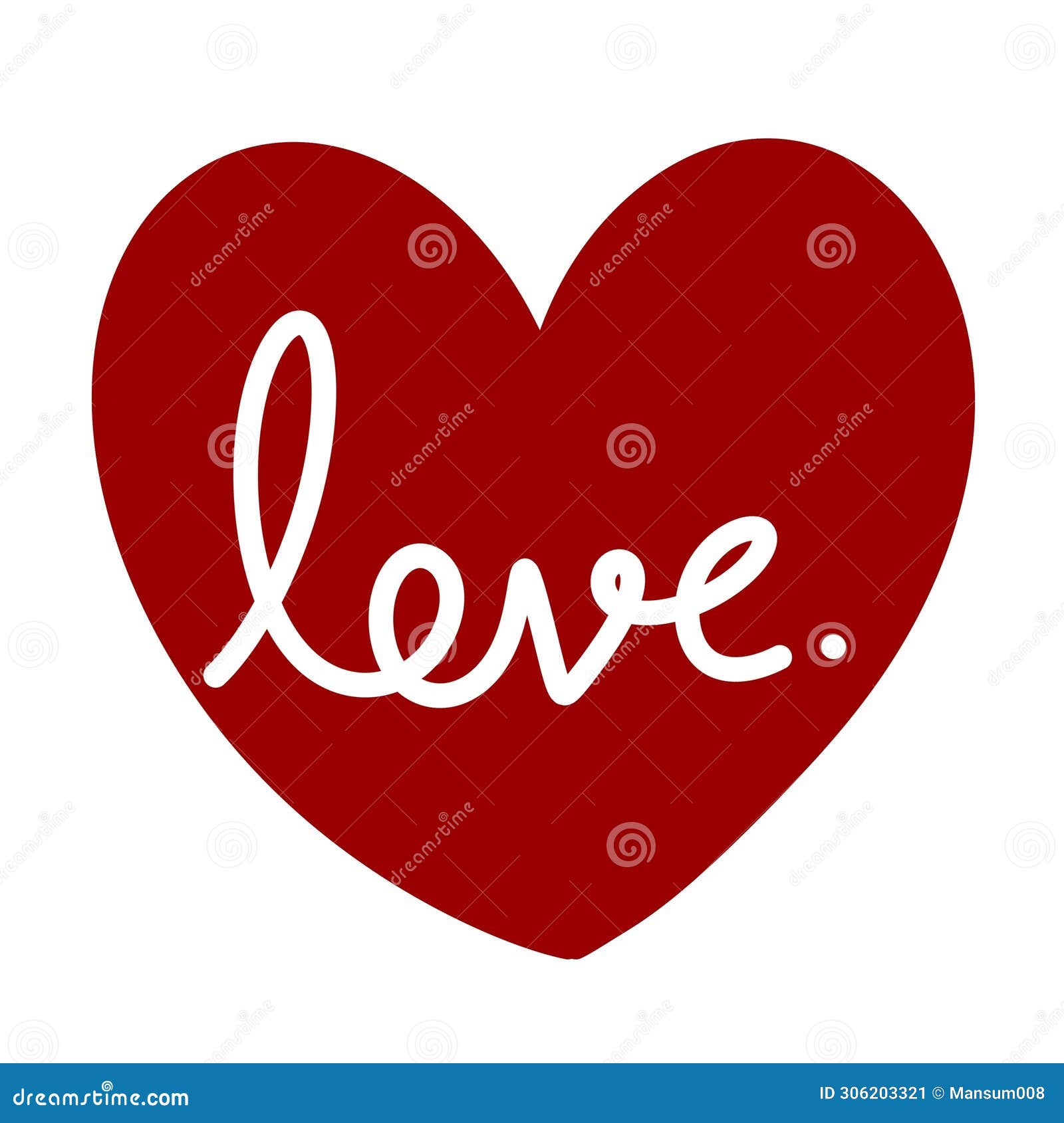 A Red Heart with the Word Love Written in White Stock Illustration ...