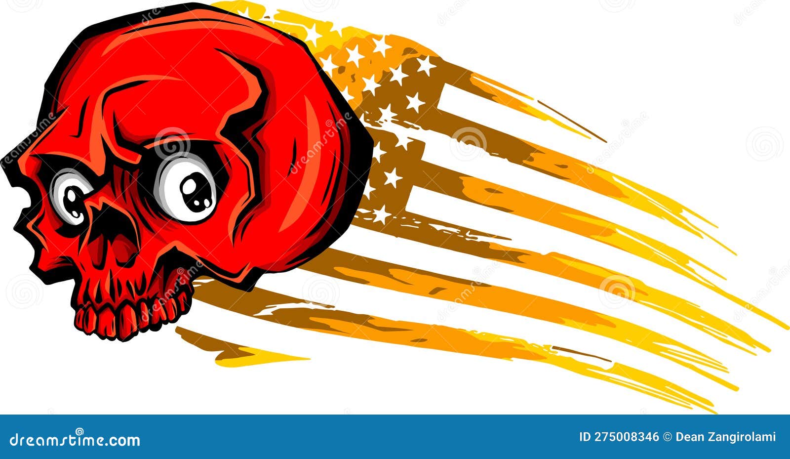 Red Skull and Flag Usa. Vector Illustration. Stock Illustration ...
