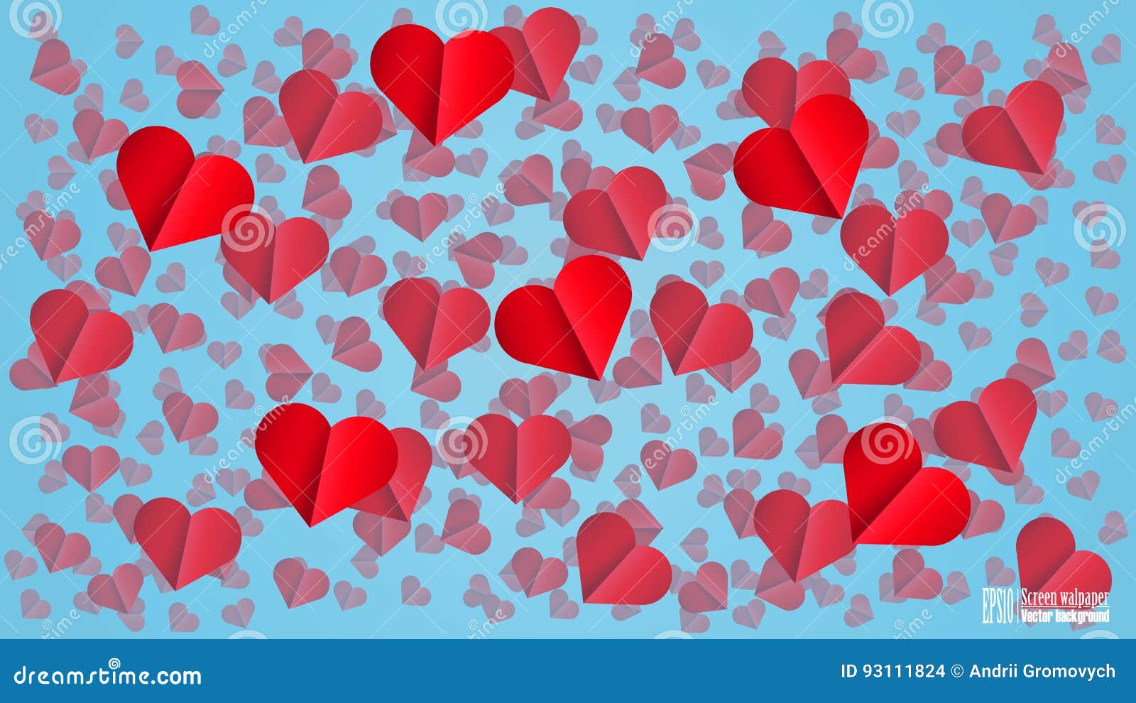 Red Hearts. Blue Background Stock Illustration - Illustration of ...