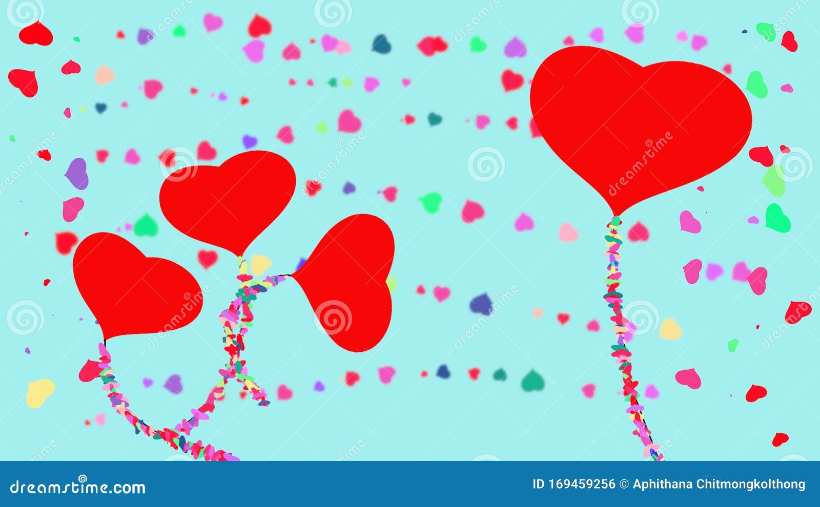 Red Hearts on Blur Heart Background Stock Illustration - Illustration ...