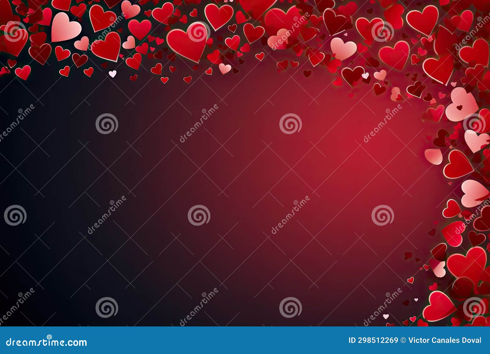 Red Hearts Border Template on Red Background with Empty Space for Text ...