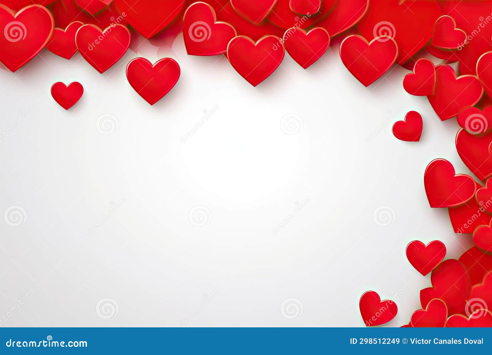Red Hearts Border on White Background with Empty Space for Text Stock ...
