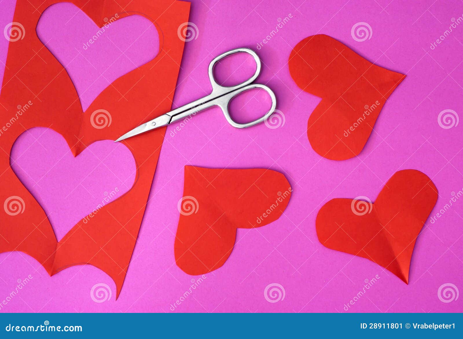 Red Hearts Cut Out with Metal Scissors Stock Image - Image of holiday ...