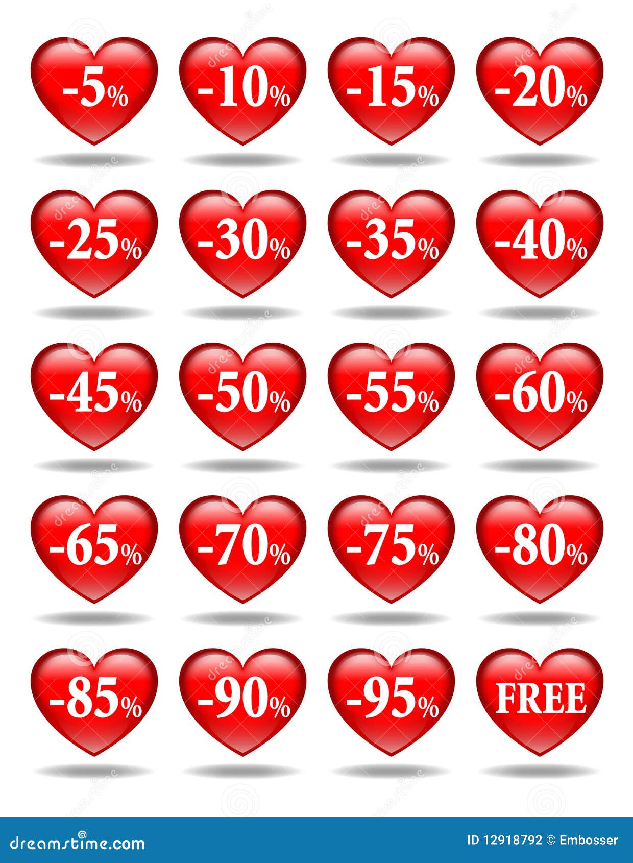 Red Hearts Discount Rate Icons Stock Vector - Illustration of sign ...