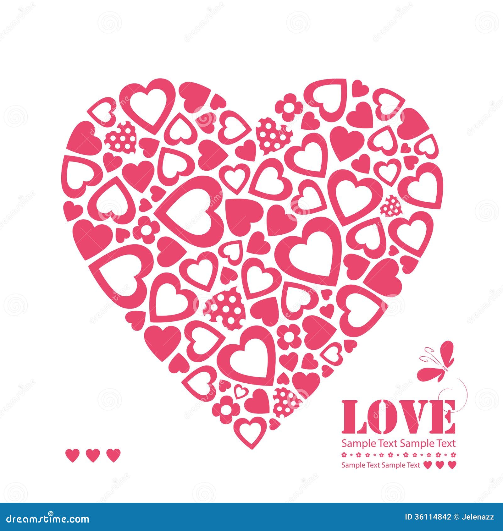 Red hearts greeting card stock vector. Illustration of decorative ...