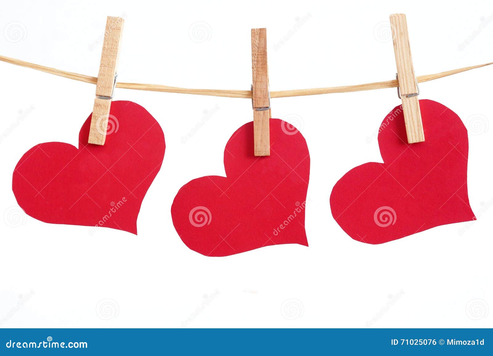 Red Hearts Hanging on Clothesline Stock Photo - Image of hanging ...