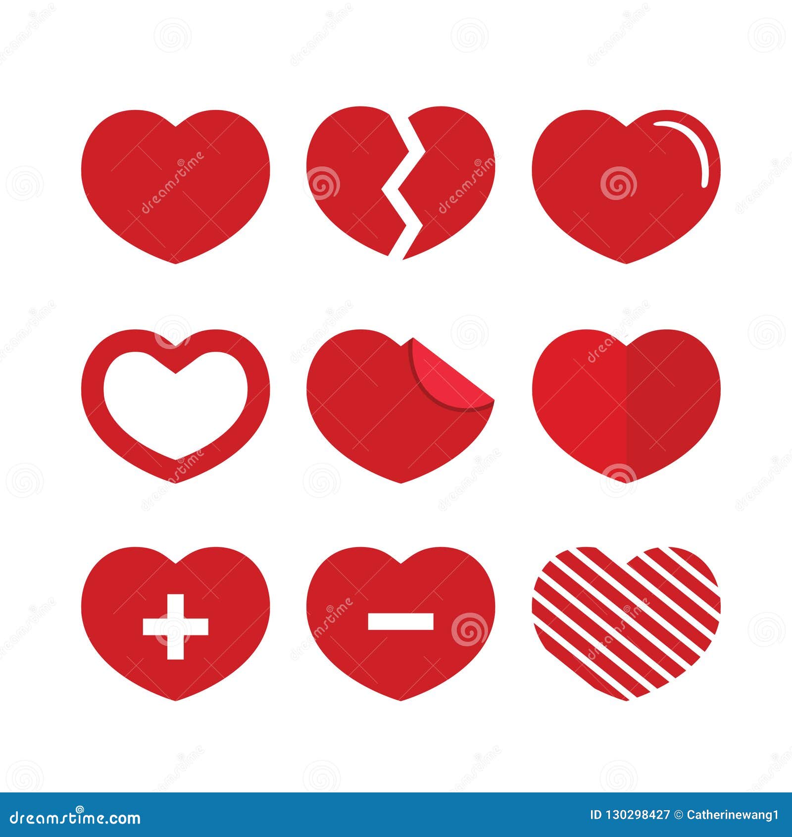 Red Hearts Illustration Collection Set Stock Vector - Illustration of ...