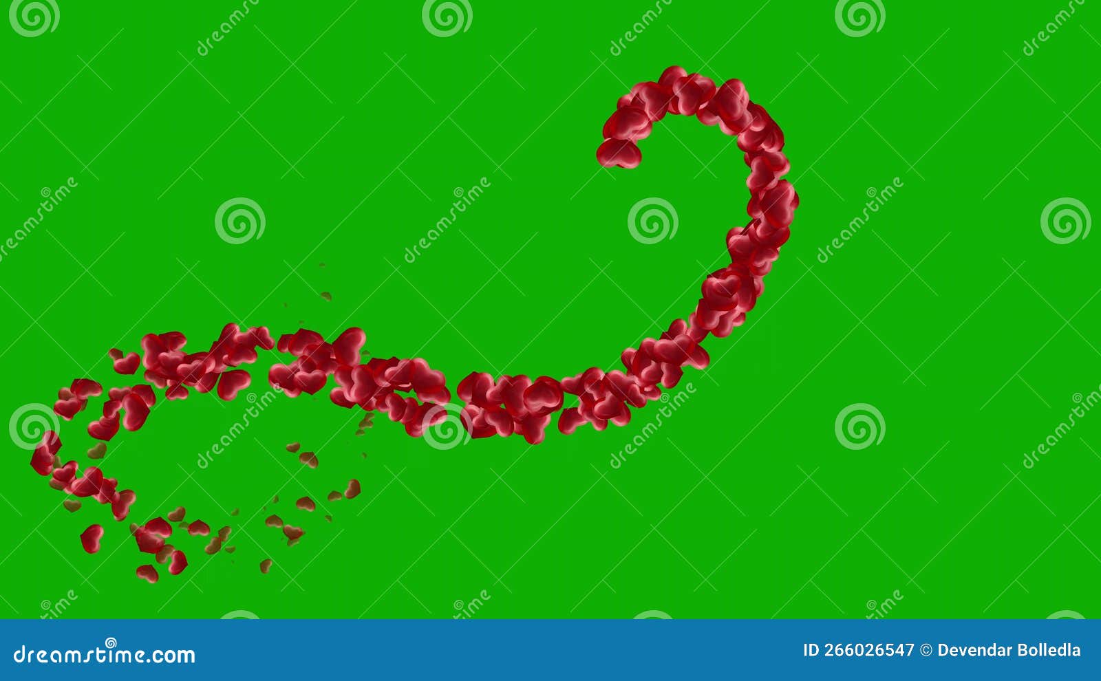 Red Hearts Motion with Heart Path on Green Screen Background Stock ...