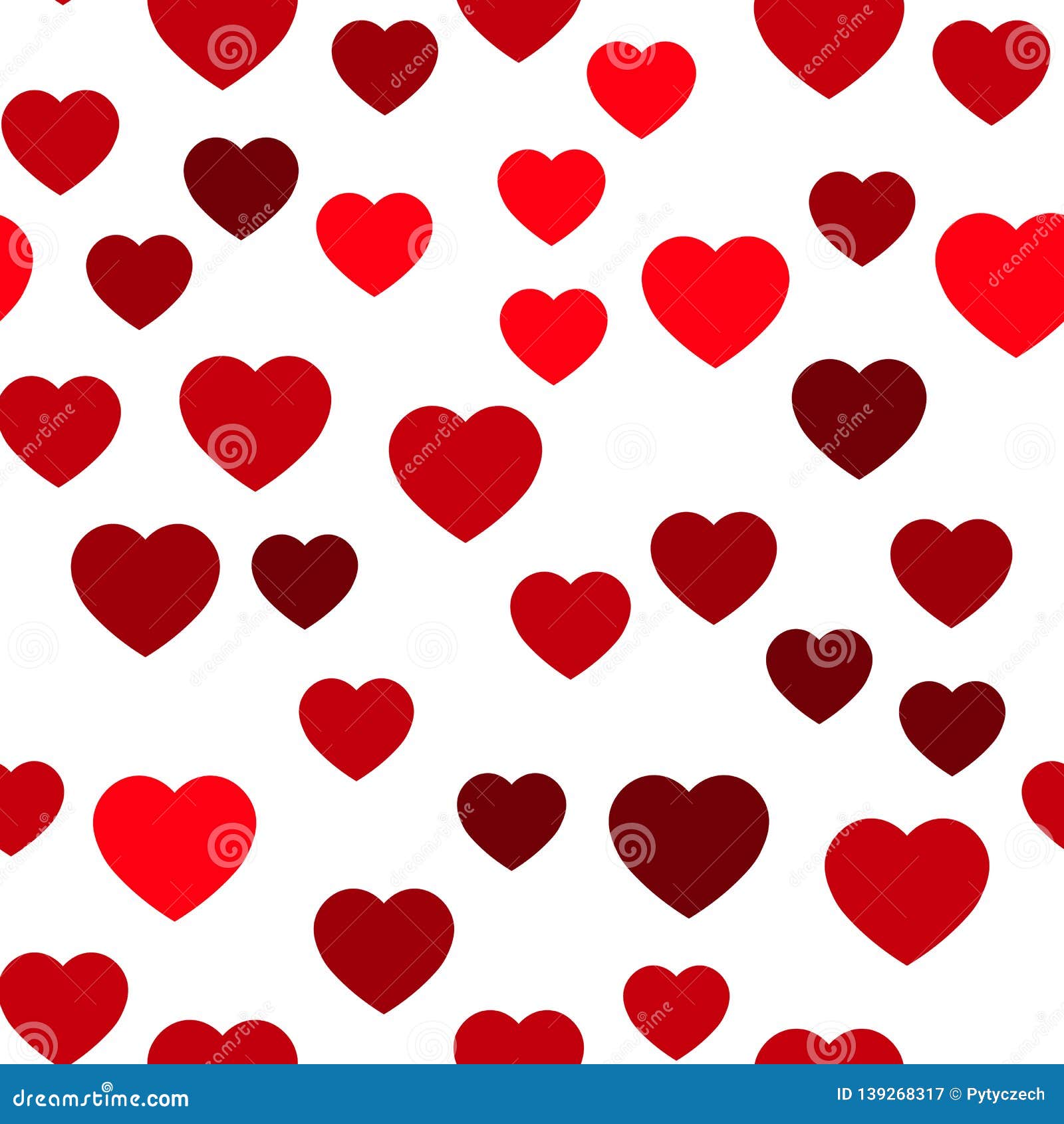 Red Hearts Seamless Pattern. Random Scattered Hearts Background. Love ...