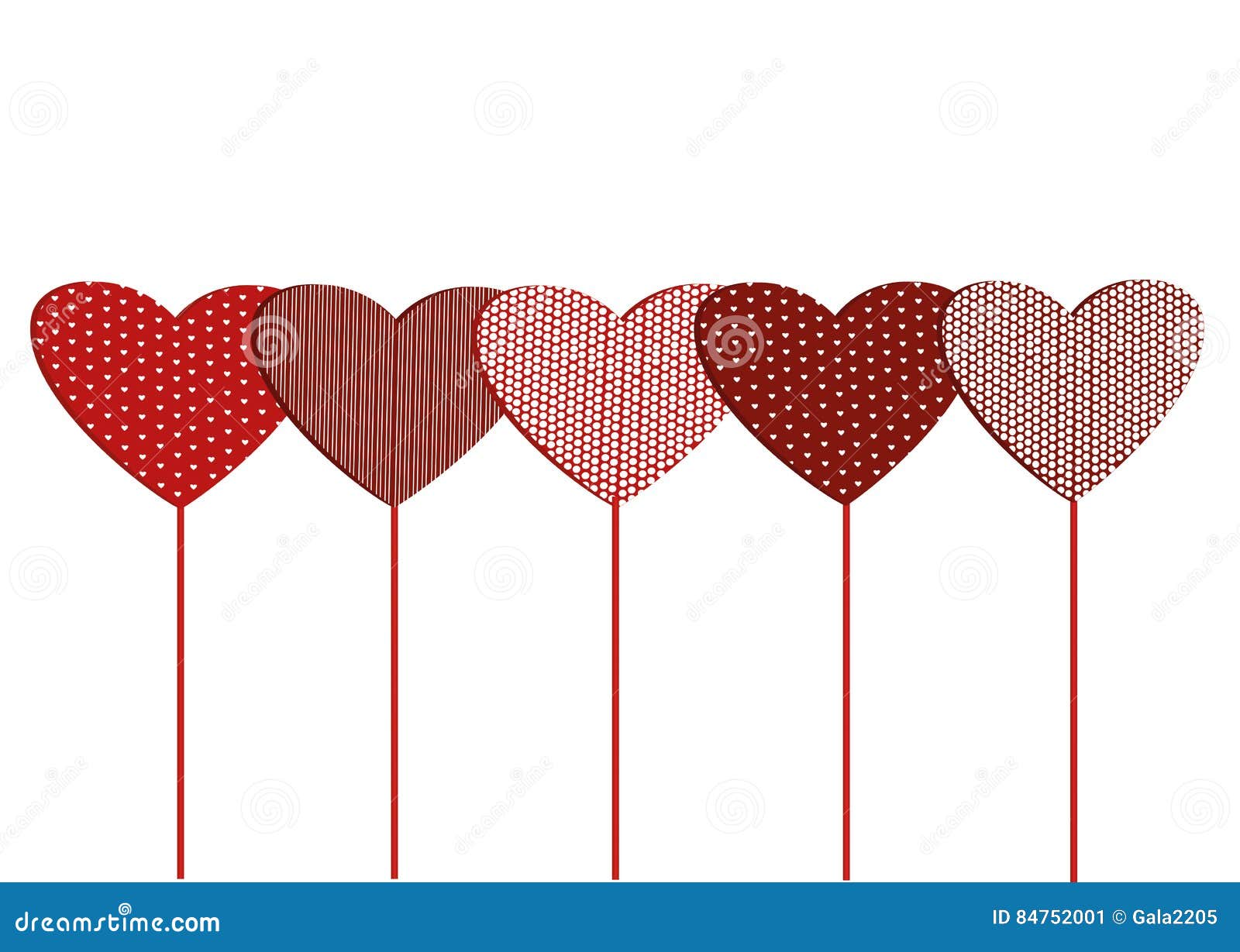 Red Hearts on a Stick with the Image. Valentine`s Day Stock Vector ...