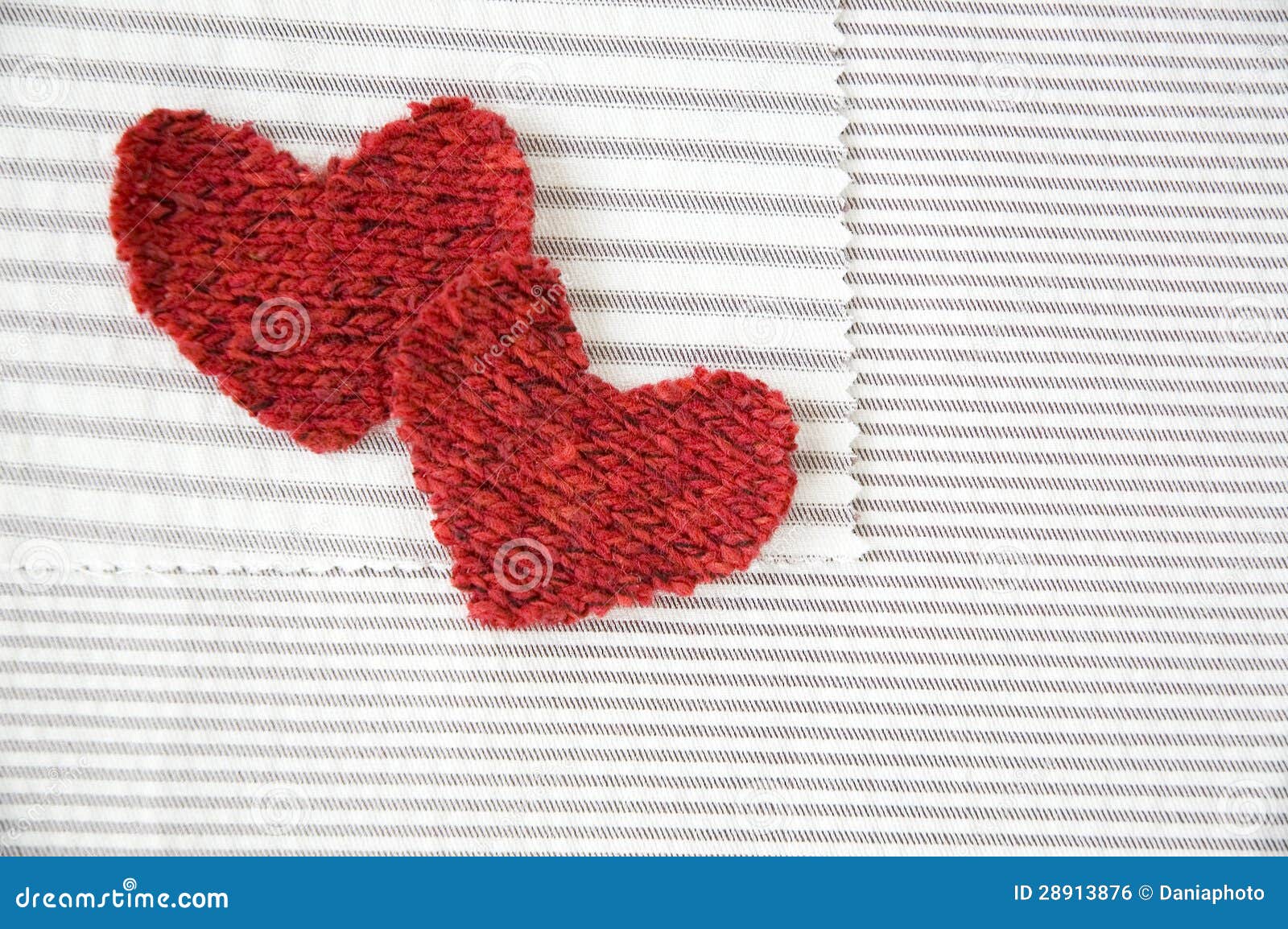 Red Hearts On Striped Fabric Stock Photo - Image of passion, line: 28913876