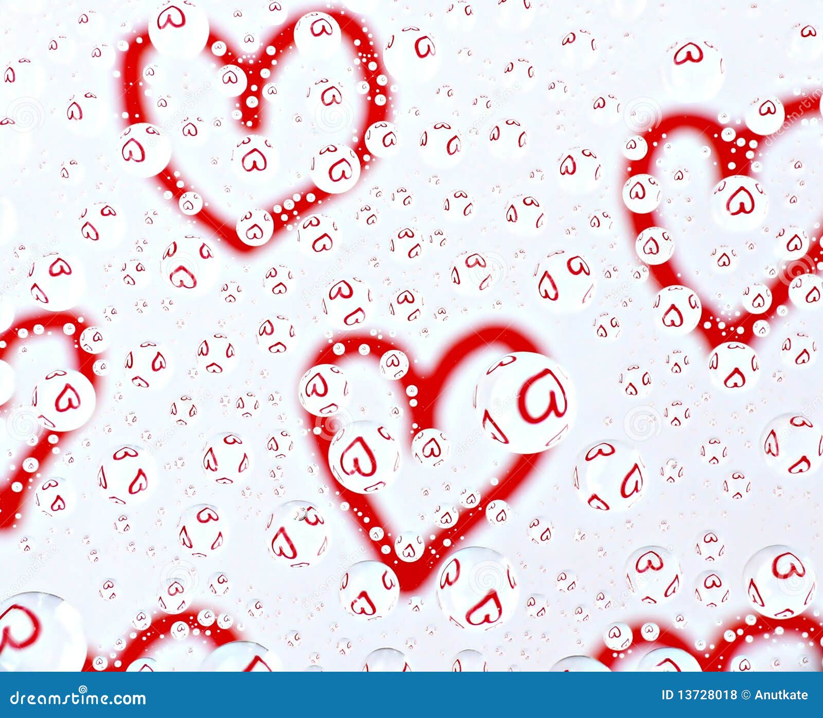 Red hearts in water drops stock photo. Image of drops - 13728018