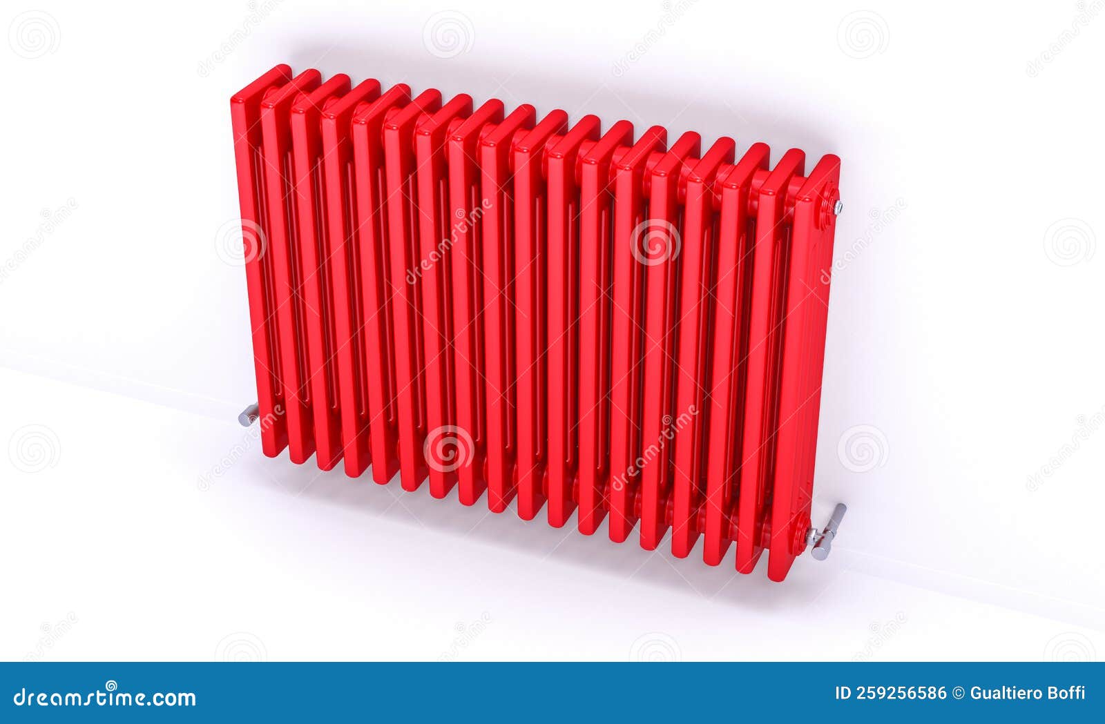 Red heater on white wall stock illustration. Illustration of system ...