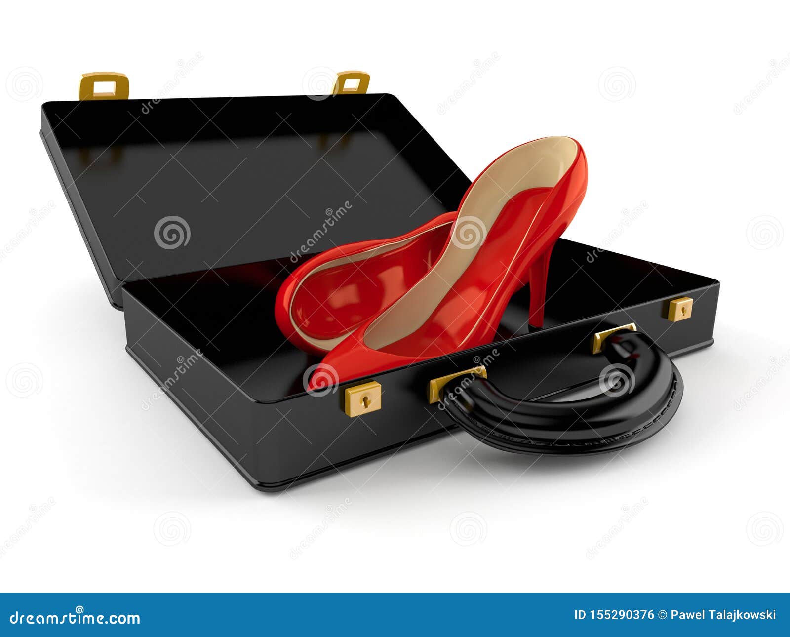 Red Heels Inside Open Briefcase Stock Illustration - Illustration of ...