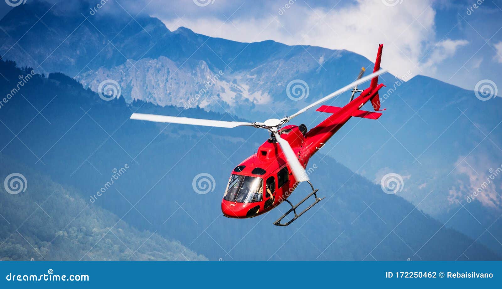 Red helicopter in fly stock photo. Image of travel, extreme - 172250462