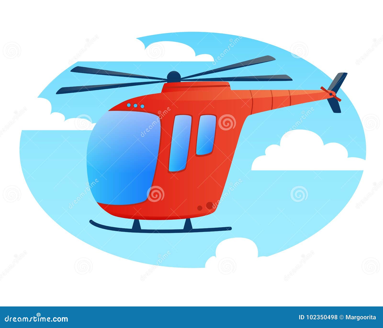 Red helicopter in the sky stock vector. Illustration of medical - 102350498