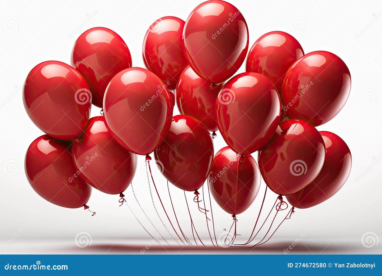 Red Helium Balloons on a White Background. Generative AI Stock ...