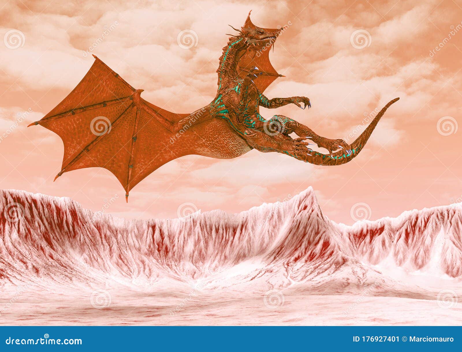 Red Hell Dragon Falling On Hot Land Stock Illustration | CartoonDealer ...