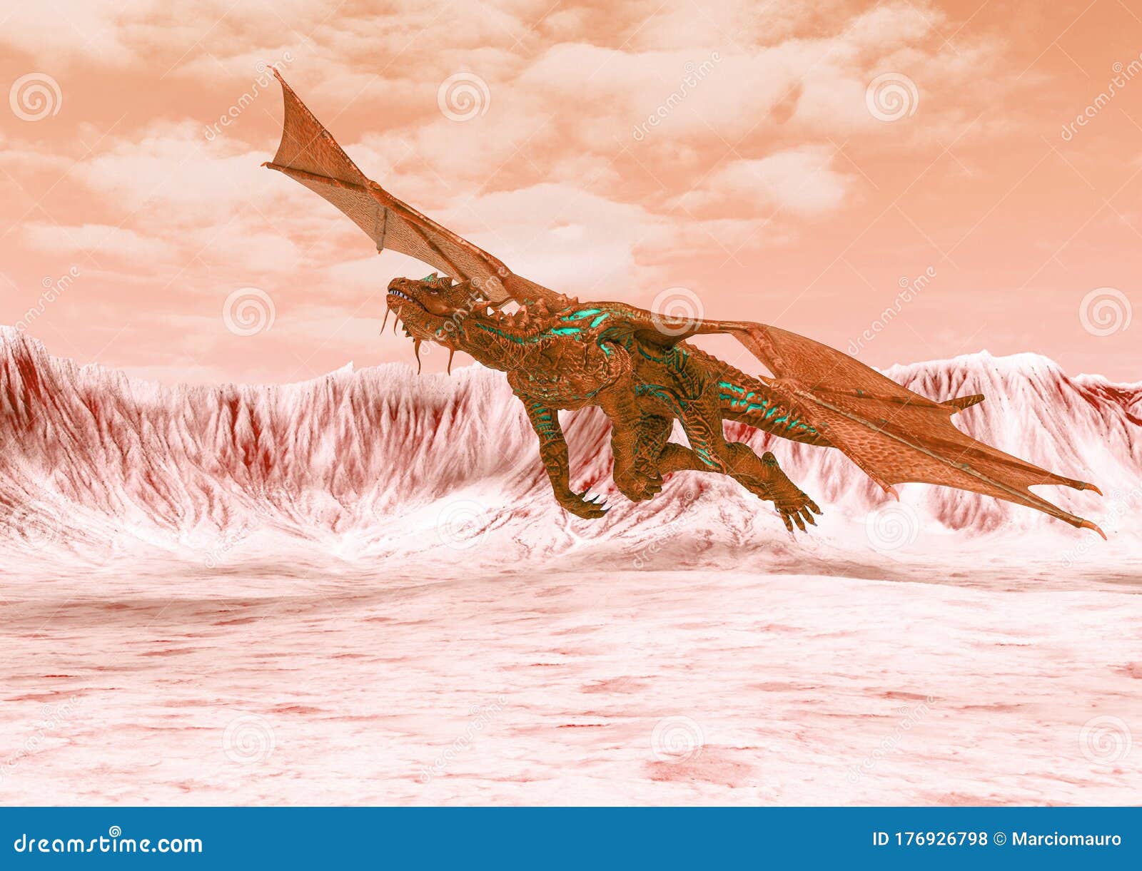 Red Hell Dragon Falling On Hot Land Stock Illustration | CartoonDealer ...