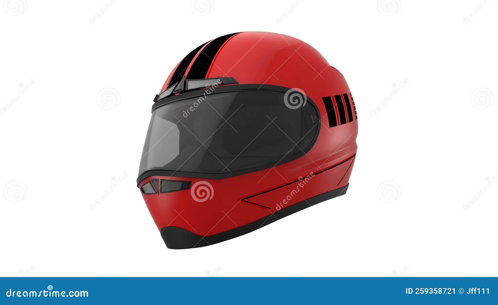 Red Helmet Left View. Isolated on White. 3D Render. 3D Illustration ...