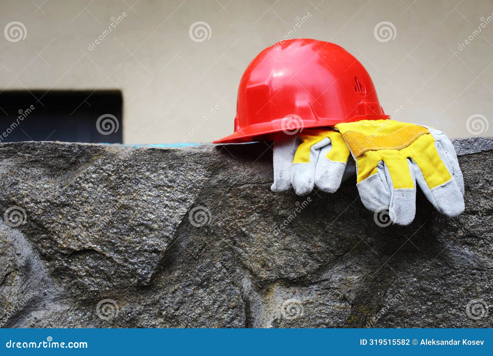 Red Helmet at the Work Place Stock Photo - Image of construction ...