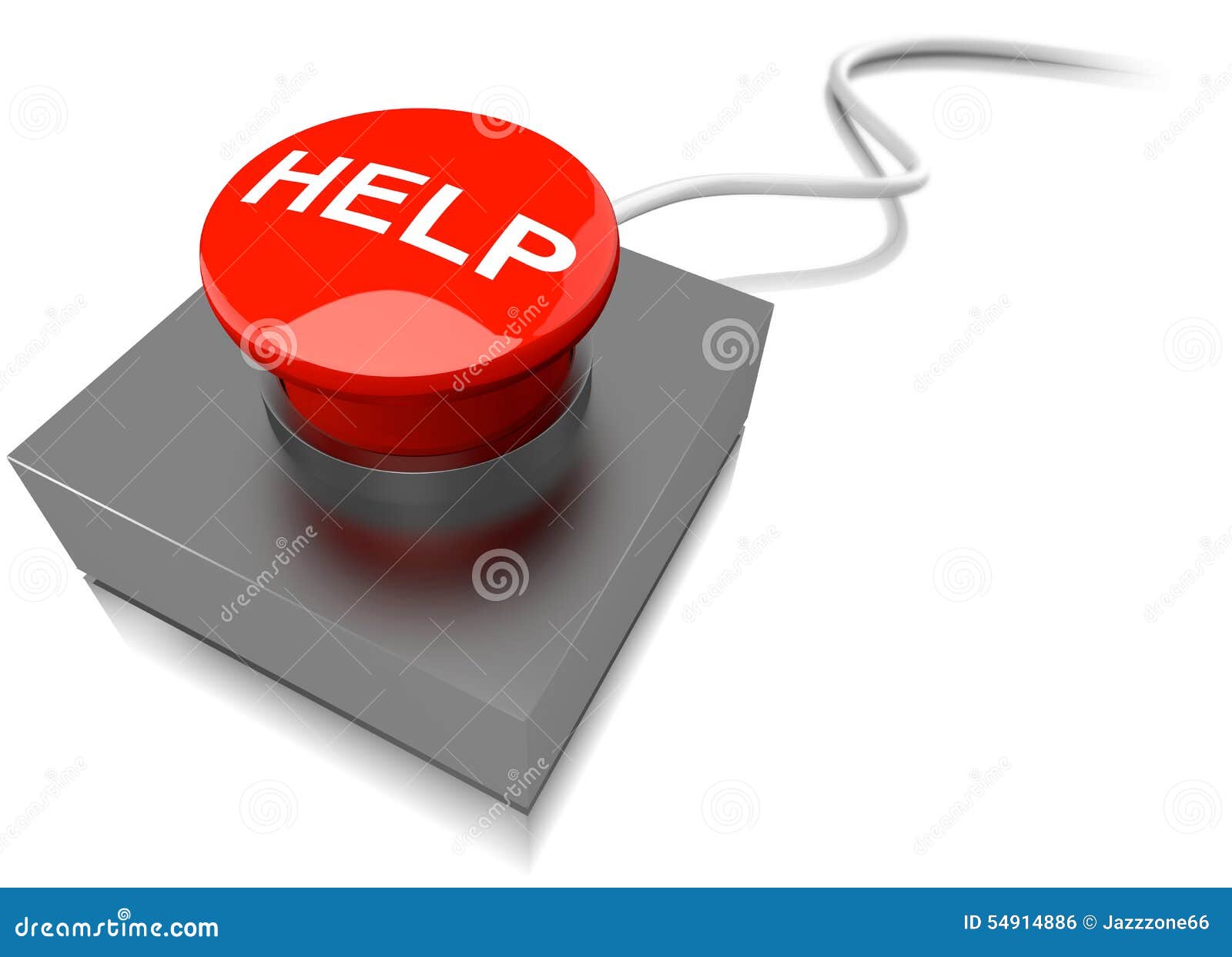 Red Help Button Buzzer on Cable Stock Illustration - Illustration of ...