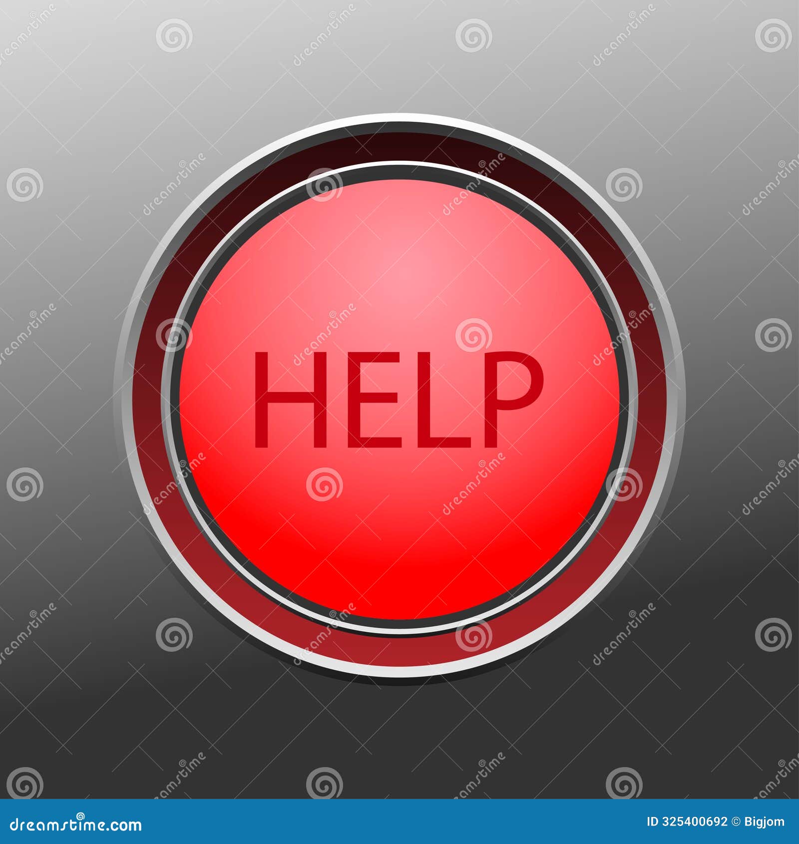 Red Help Button on Metal. Vector Illustration Stock Illustration ...