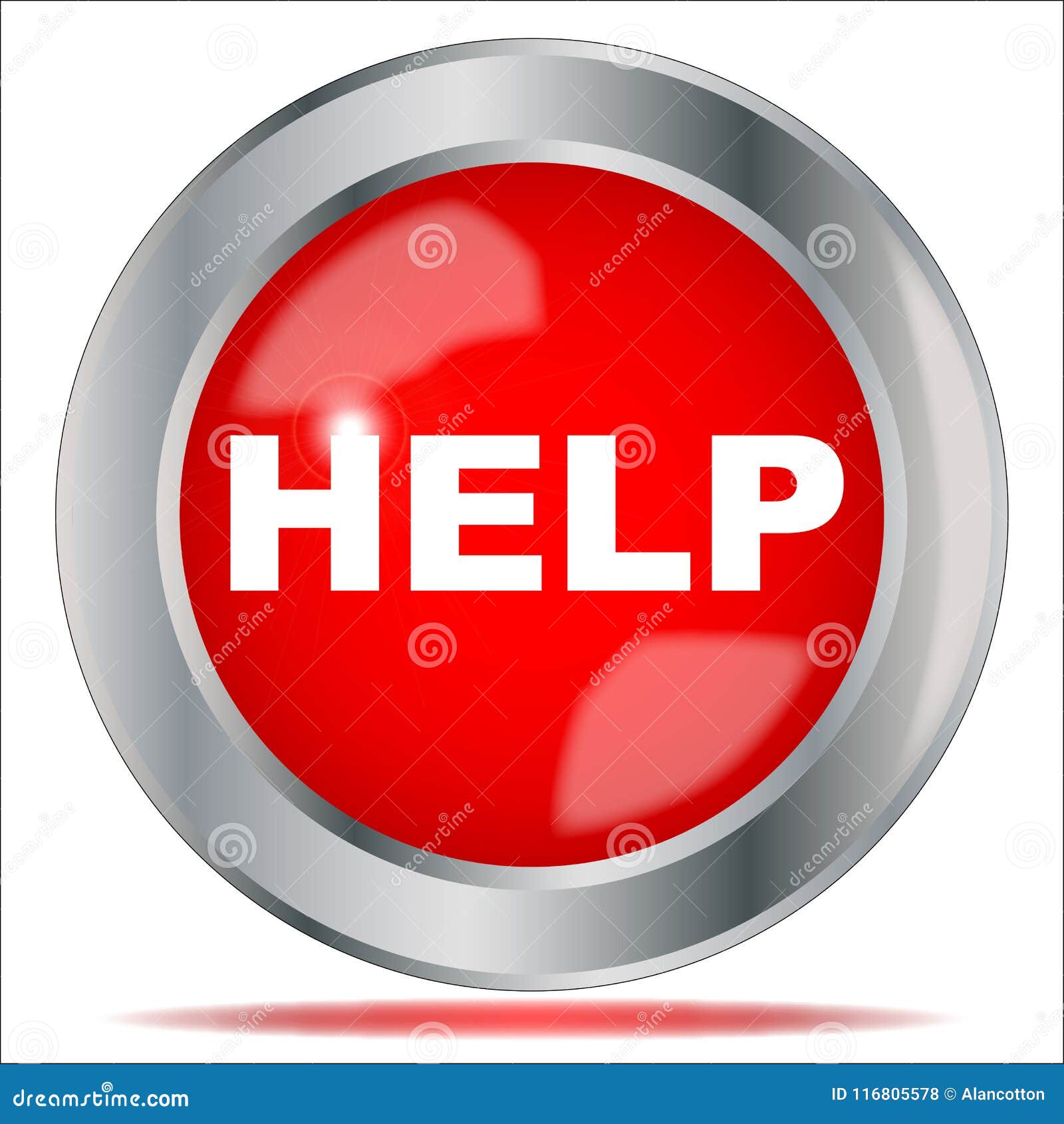 Red Help Button Over a White Background Stock Vector - Illustration of ...