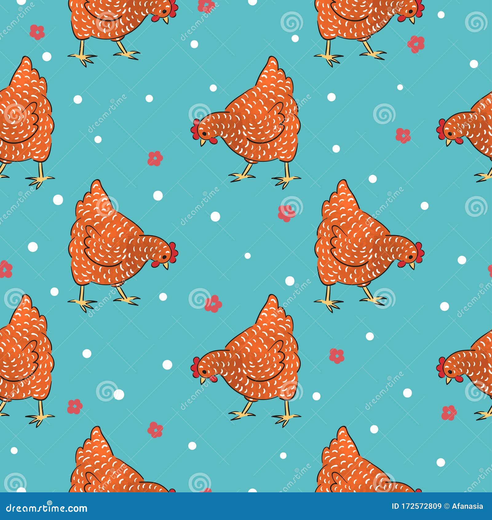 Red Hens Pattern. Seamless Speckled Chicken Stock Vector - Illustration ... Red Hens Pattern. Seamless Speckled Chicken Stock Vector - Illustration ...