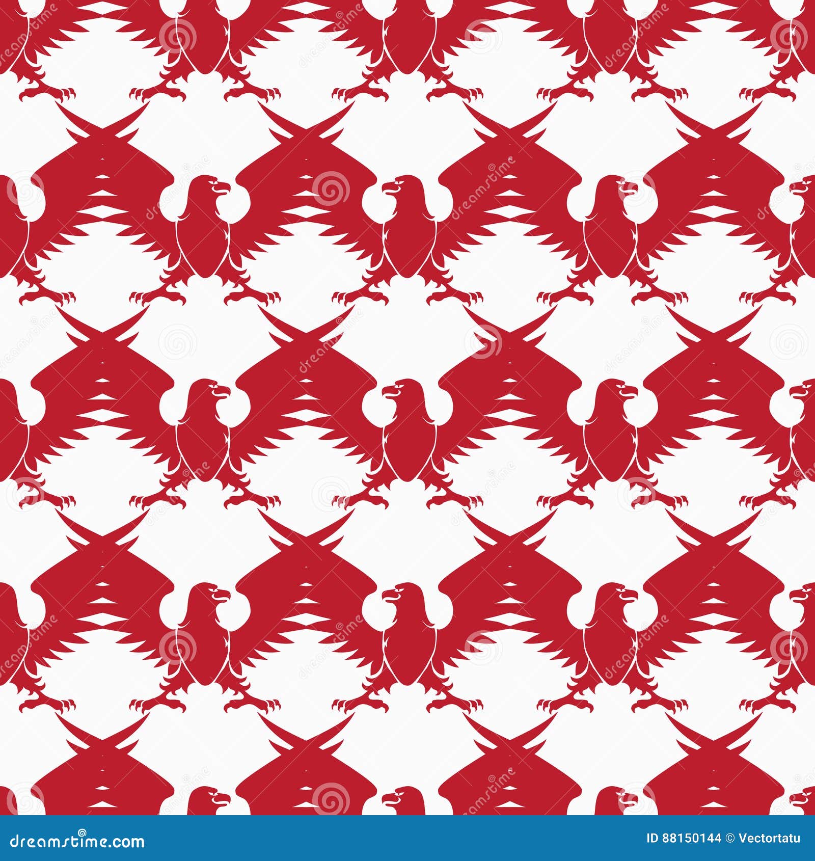 Red Heraldic Eagle Silhouette Seamless Pattern Stock Vector ...