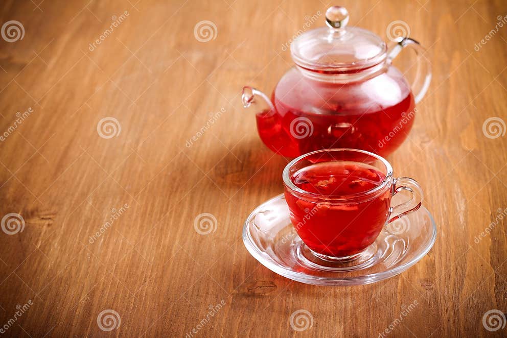 Red herbal and fruit tea stock image. Image of hibiscus - 52229153