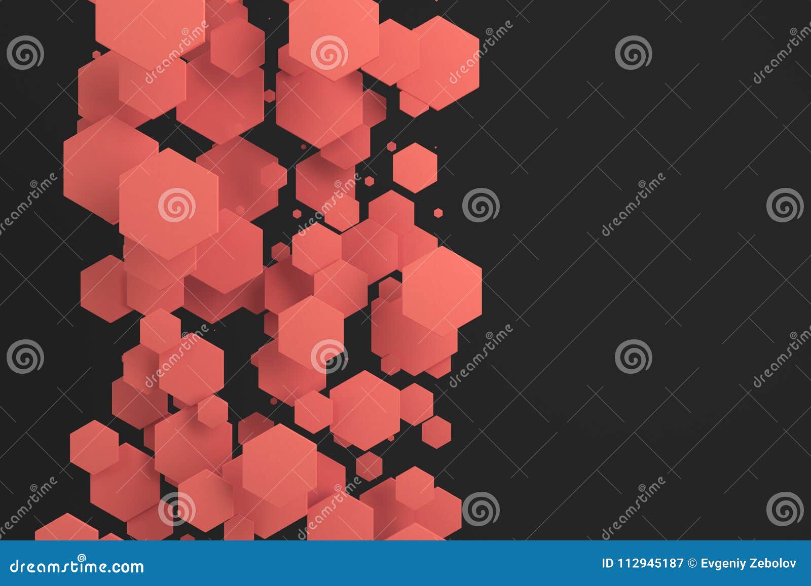 Red Hexagons of Random Size on Black Background Stock Illustration ...