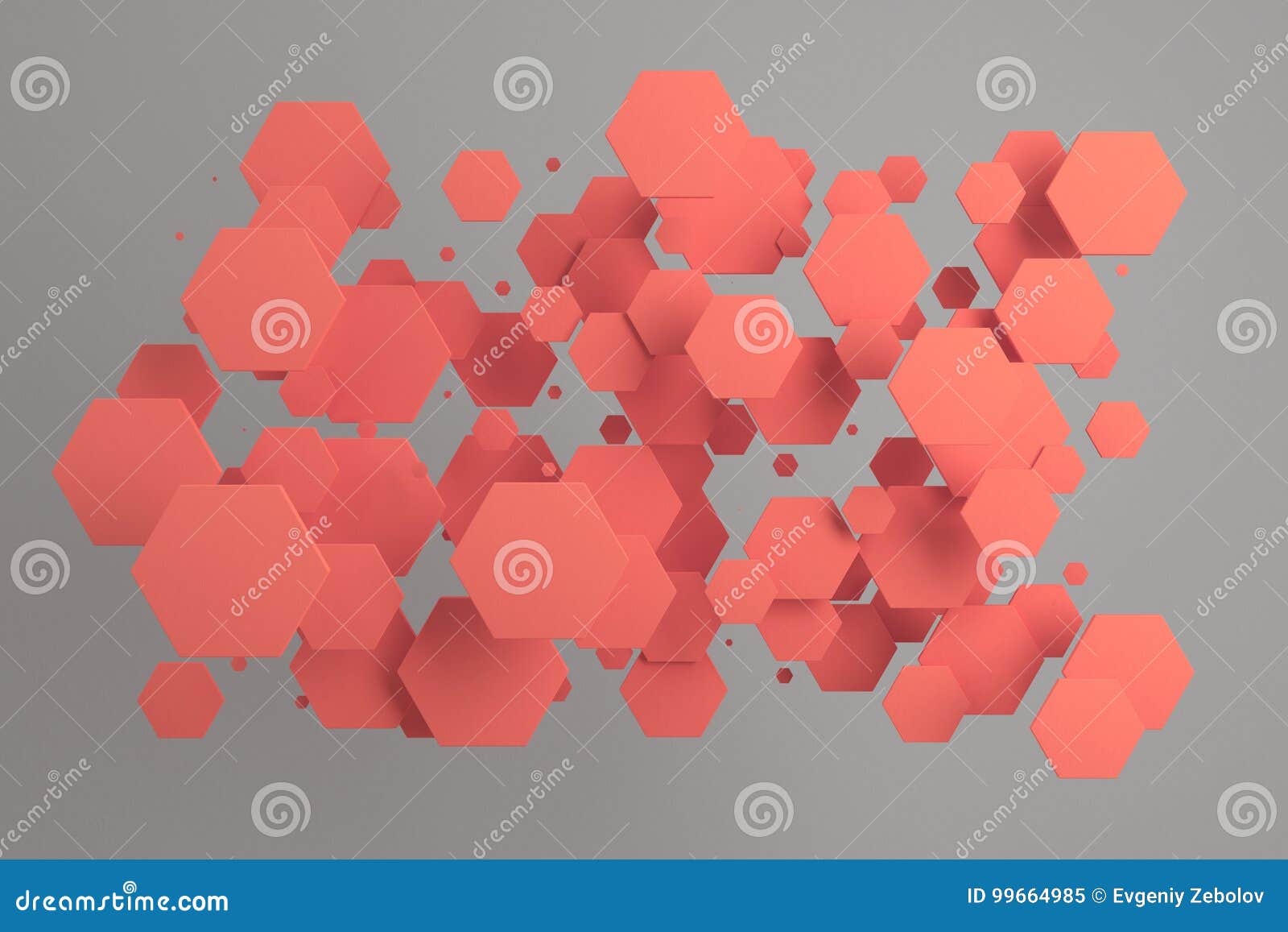 Red Hexagons of Random Size on White Background Stock Illustration ...