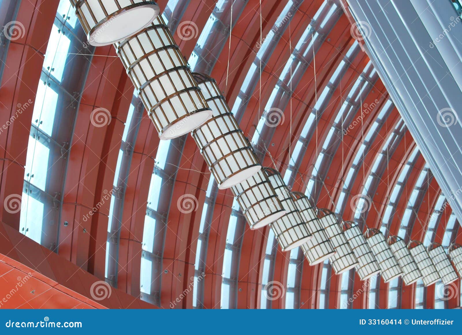 Red High Ceiling Lights stock photo. Image of series - 33160414