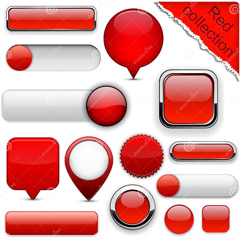 Red High-detailed Modern Buttons. Stock Vector - Illustration of badge ...