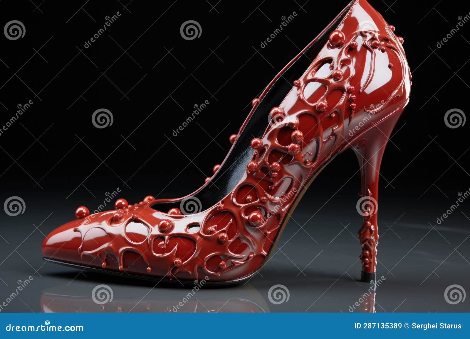 A Red High Heel Shoe with Intricate Designs. Generative AI Image. Stock ...