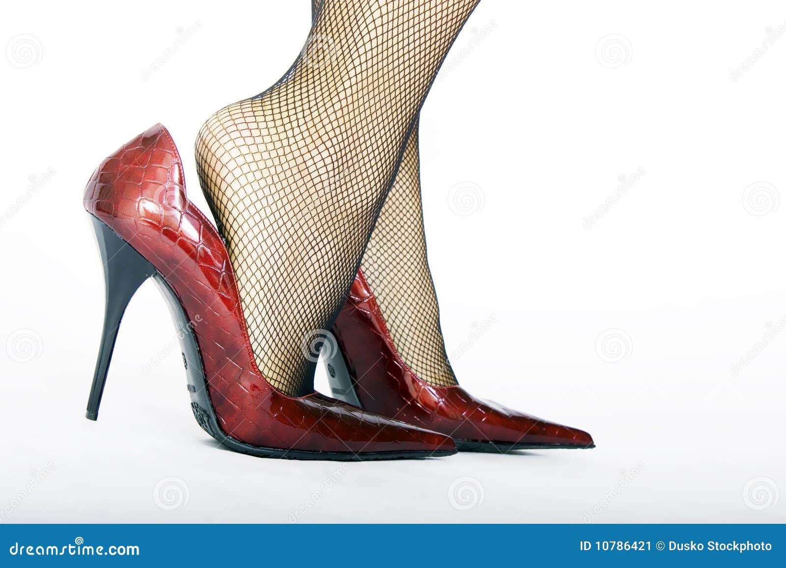 Red high heels stock image. Image of trendy, shoes, fishnet - 10786421